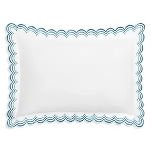 MATOUK Stella Scalloped Embroidered Boudoir Sham - Hazy Blue