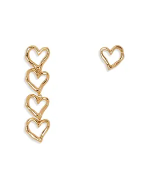 Maje Asymmetric Heart Earrings - Light Gold