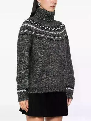 P.a.r.o.s.h Laila High-neck Patterned Sweater - Grey