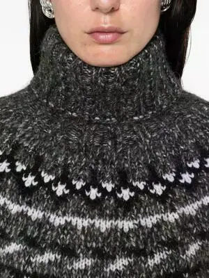 P.a.r.o.s.h Laila High-neck Patterned Sweater - Grey