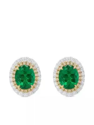 HYT JEWELRY 18k White Gold Emerald And Diamond Earrings - Silver