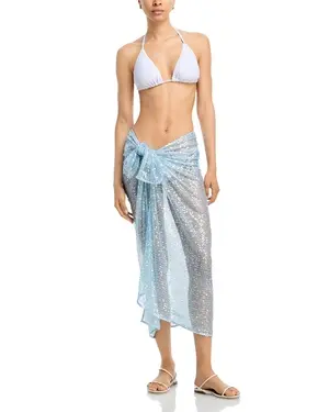 MILLY Sequin Mesh Sarong Swim Cover-up