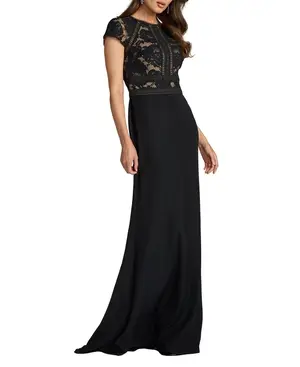 Tadashi Shoji Catrine Lace Bodice Gown - Black/nude