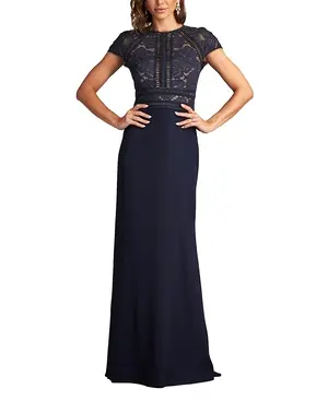 Tadashi Shoji Catrine Lace Bodice Gown - Navy