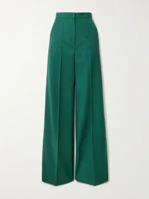 Max Mara Fernet Embroidered Wide-leg Pants - Green