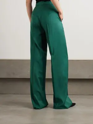 Max Mara Fernet Embroidered Wide-leg Pants - Green