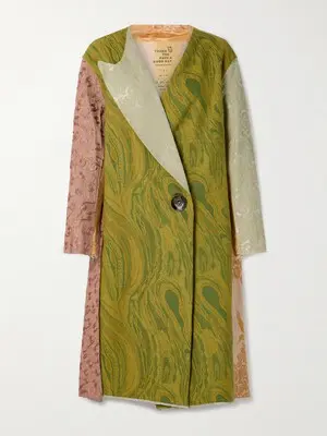 Thank You Have A Good Day Patchwork Cotton-jacquard Coat