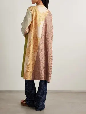 Thank You Have A Good Day Patchwork Cotton-jacquard Coat