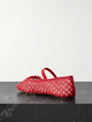 LOEFFLER RANDALL Leonie Raffia Mary Jane Ballet Flats - Red
