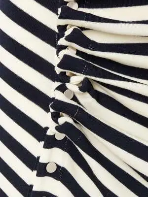 Rabanne Gathered Striped Wool-blend Midi Skirt