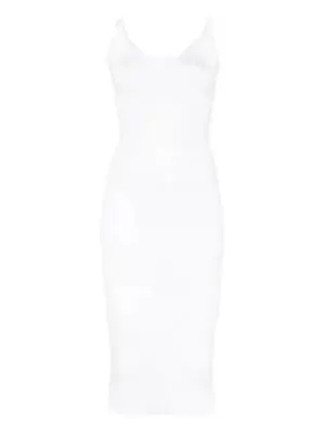 MUGLER Ribbed Midi Dress - White