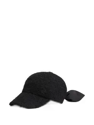 Patou Tweed Baseball Cap With Bow - Black