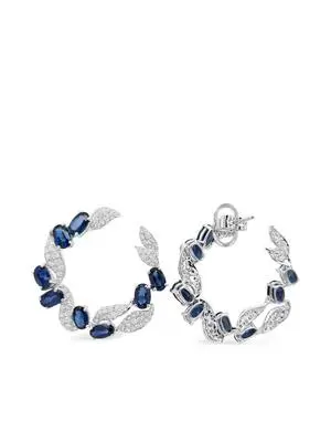 HYT JEWELRY 18k White Gold Sapphire And Diamond Hoop Earrings - Silver