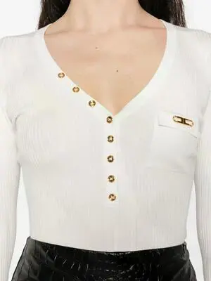 Elisabetta Franchi Button-detailed Ribbed Top