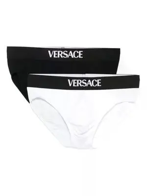 Versace Logo-waistband Briefs - Black