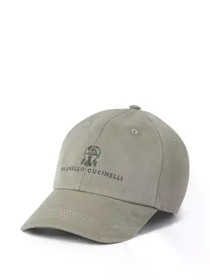 Brunello Cucinelli Embroidered Cotton Baseball Cap Green