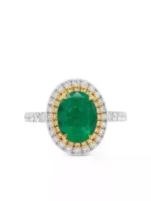 HYT JEWELRY 18k White Gold Emerald And Diamond Ring - Silver
