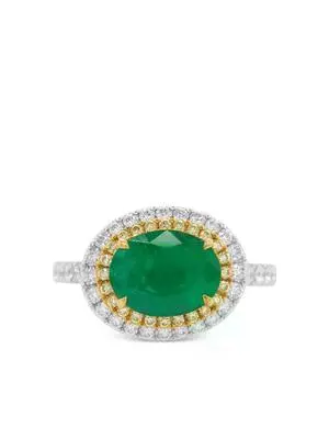 HYT JEWELRY 18k White Gold Emerald And Diamond Ring