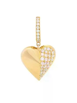 PERUFFO 18k Yellow Diamond Heart Hoop Earring - Gold