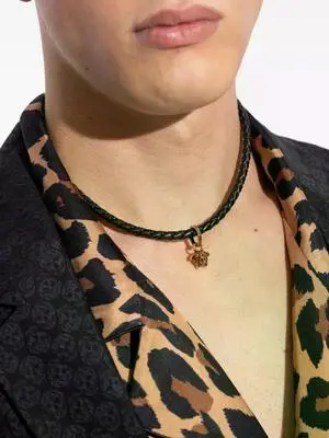 Versace Braided Leather Medusa Necklace
