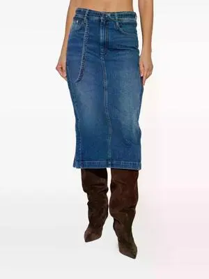 Sportmax Belted Denim Midi Skirt