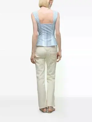 AREA Striped Grommet Corset Top - Blue