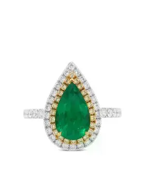 HYT JEWELRY 18k White Gold Pear Emerald And Diamond Ring - Silver