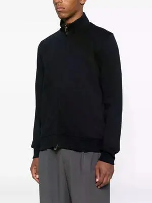 Canali Zip-up Cotton Sweatshirt - Blue