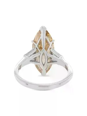 HYT JEWELRY Platinum Marquise-cut Diamond Ring With Baguette Accents