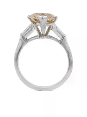 HYT JEWELRY Platinum Marquise-cut Diamond Ring With Baguette Accents