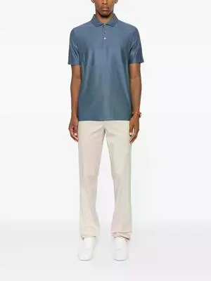 Canali Stripe-detail Polo Shirt - Blue