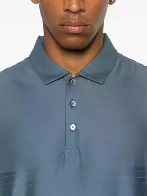 Canali Stripe-detail Polo Shirt - Blue