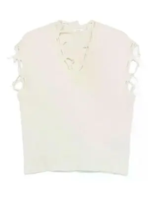 HAIKURE Distressed-finish Top - Neutrals