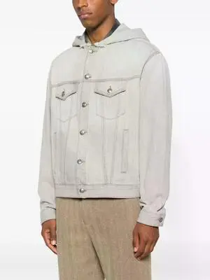 Palm Angels Hooded Denim Jacket - Grey