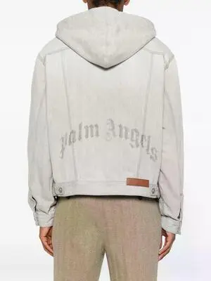 Palm Angels Hooded Denim Jacket - Grey