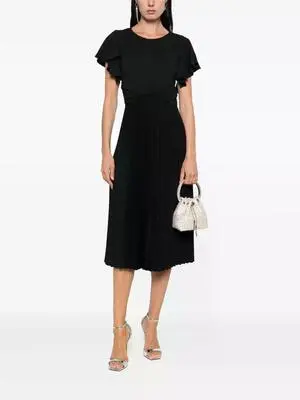 NISSA Pleated Ruffle Midi Dress