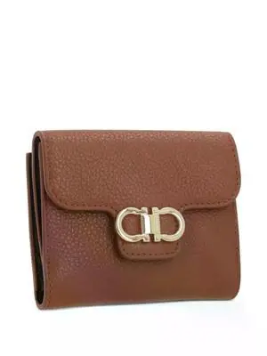 FERRAGAMO Gancini Compact Leather Wallet - Brown