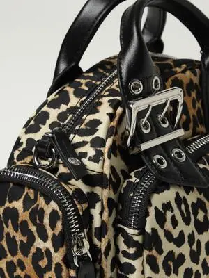 GANNI Leopard Print Satchel Bag With Buckle Detail - Multicolor