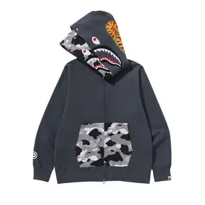 A BATHING APE 1st Camo Shark Full Zip Double Hoodie - Grey