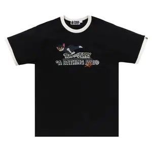 A BATHING APE X Tom And Jerry 85th Ringer Tee - Black