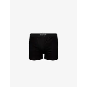 TOM FORD Branded-waistband Pack Of Two Cotton-jersey Boxer Briefs - Black