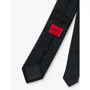 Hugo Monogram-print Jacquard Silk Tie - Black