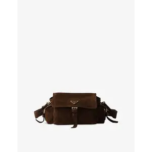 Prada Medium Suede Shoulder Bag - Brown