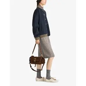 Prada Medium Suede Shoulder Bag - Brown