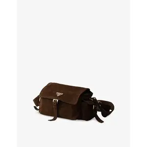 Prada Medium Suede Shoulder Bag - Brown
