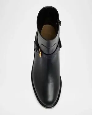 Valentino Garavani Vlogo Signature Leather Booties - Black