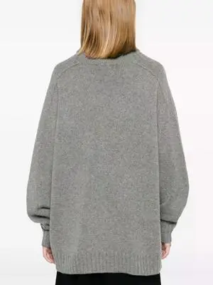 Eric Bompard Hammer-sleeve Round-neck Sweater - Grey