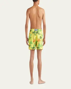 Vilebrequin Packable Palms Print Swim Trunks