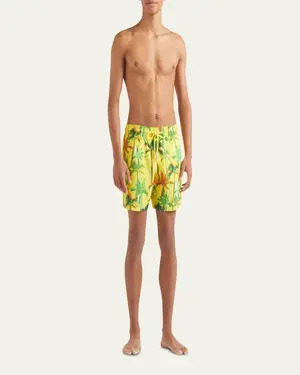 Vilebrequin Packable Palms Print Swim Trunks