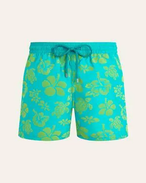 Vilebrequin Flocked Tropical Turtle Swim Trunks - Ceramic